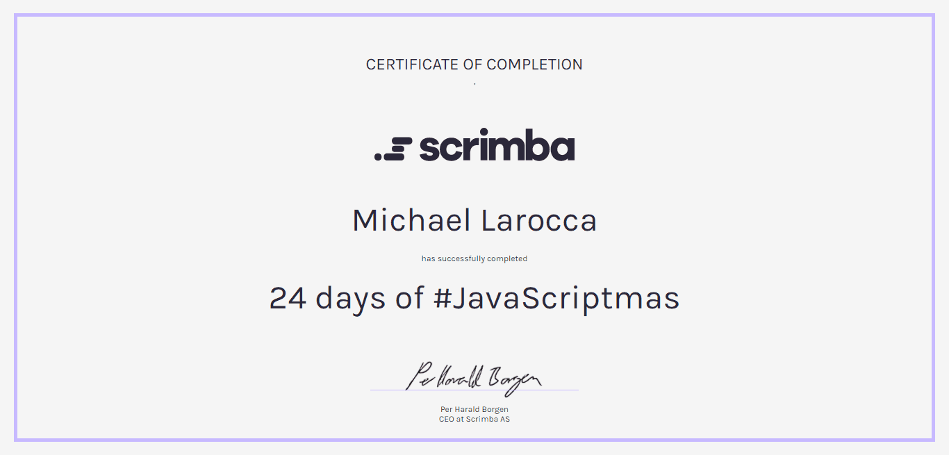 Scrimba: JavaScriptmas 2020