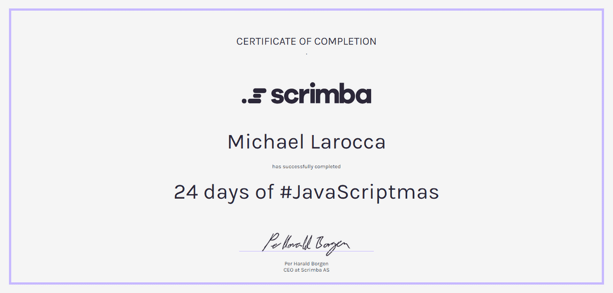 Scrimba: JavaScriptmas 2020